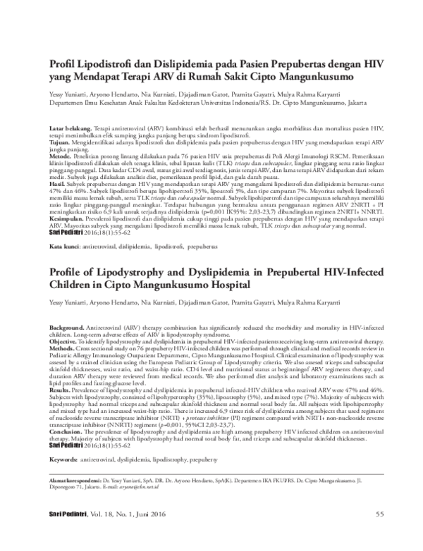 (PDF) Profil Lipodistrofi dan Dislipidemia pada Pasien Prepubertas ...