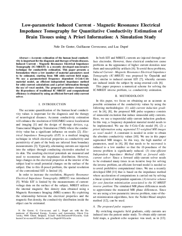 (PDF) Induced current magnetic resonance electrical impedance tomography of brain tissues based ...