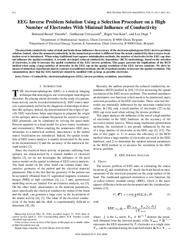 (PDF) EEG Inverse Problem Solution Using a Selection Procedure on a ...