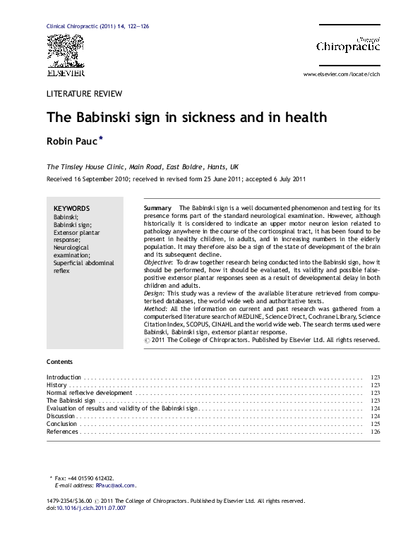 (PDF) The Babinski sign in sickness and in health