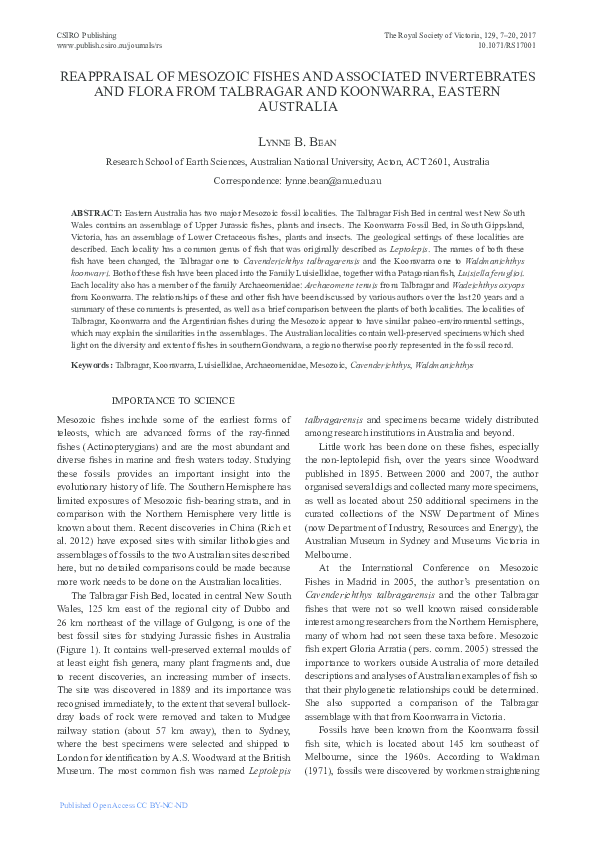 (PDF) Reappraisal of Mesozoic fishes and associated invertebrates and ...