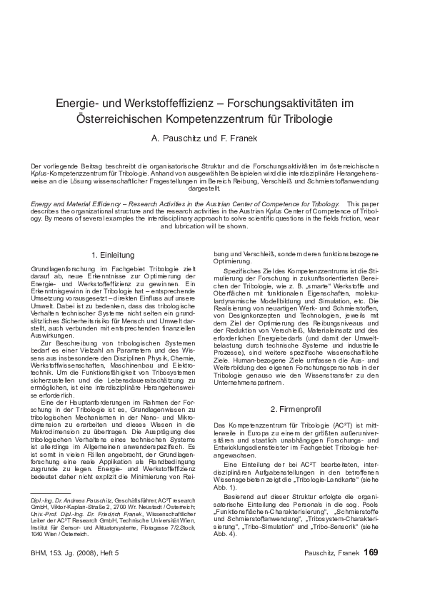 (PDF) Energie- und Werkstoffeffizienz – Forschungsaktivitäten im ...