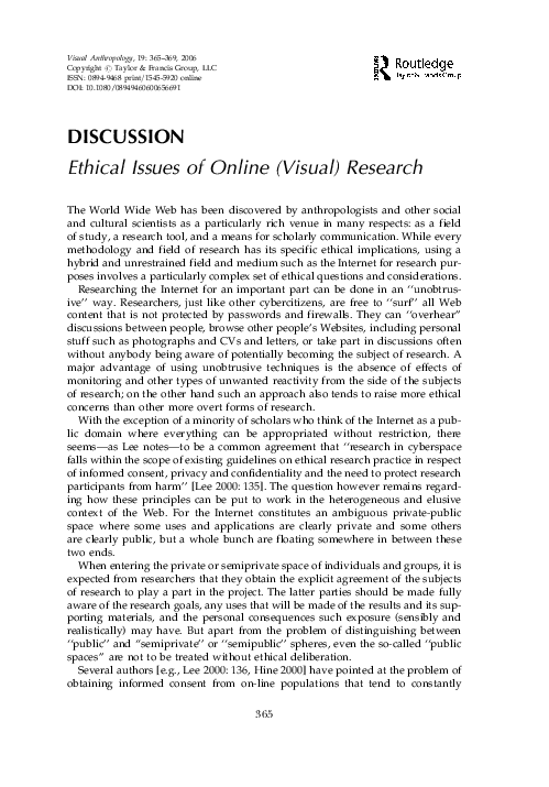 (PDF) Ethical Issues of Online (Visual) Research