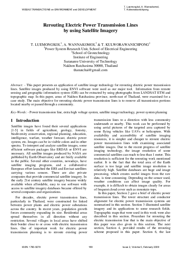(PDF) Rerouting Electric Power Transmission Lines by using Satellite ...