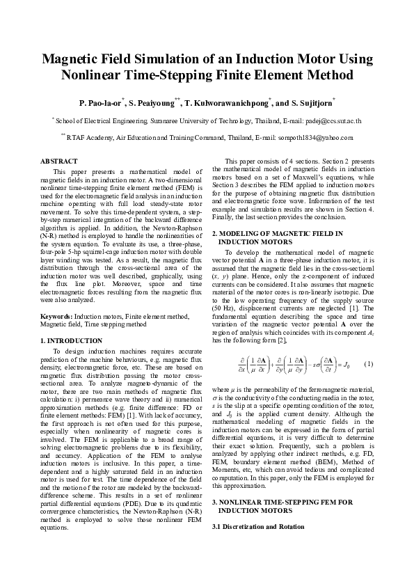 Pdf Magnetic Field Simulation Of An Induction Motor Using Nonlinear Time Stepping Finite 7021