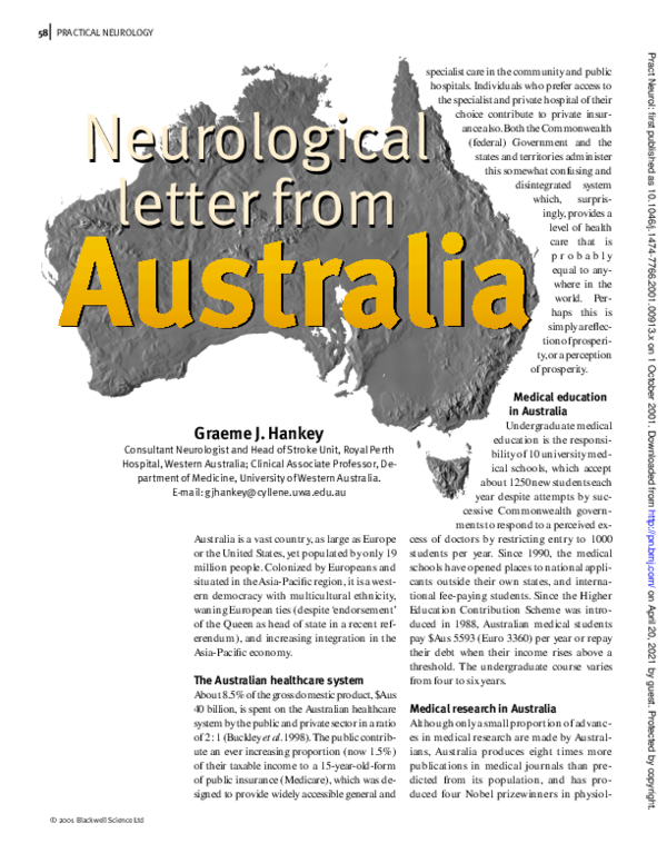 (PDF) Neurological letter from Australia