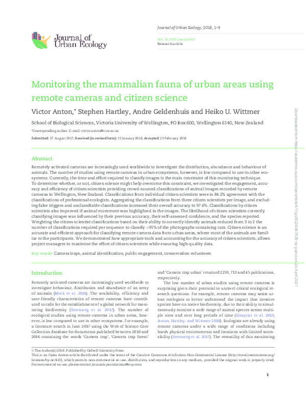 (PDF) Monitoring the mammalian fauna of urban areas using remote ...