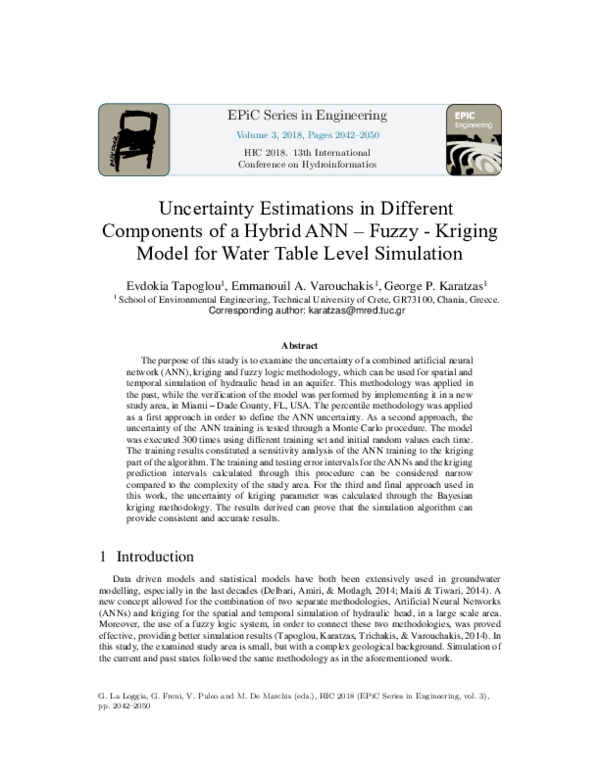 (PDF) Uncertainty Estimations in Different Components of a Hybrid ANN - Fuzzy - Kriging Model ...