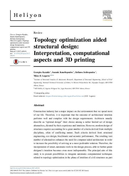 (PDF) Topology optimization aided structural design: Interpretation, computational aspects and ...