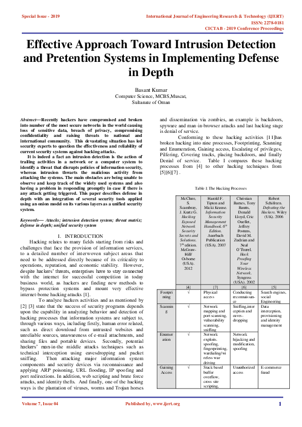 Pdf Ijert Effective Approach Toward Intrusion Detection And