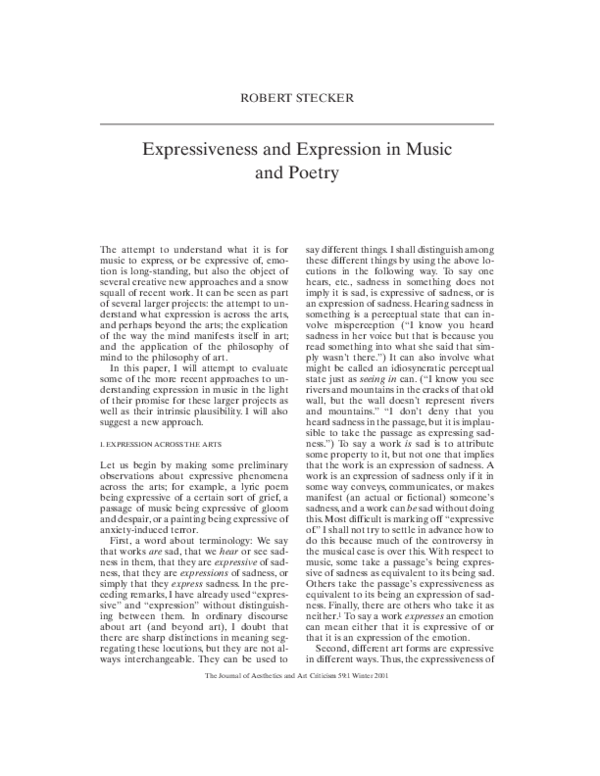 (PDF) Expressiveness and Expression in Music and Poetry