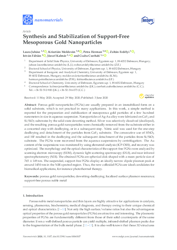 (PDF) Synthesis and Stabilization of Support-Free Mesoporous Gold ...