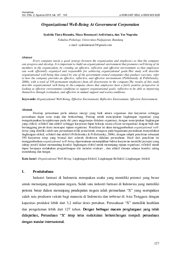 (PDF) Organizational Well-Being at Government Corporation