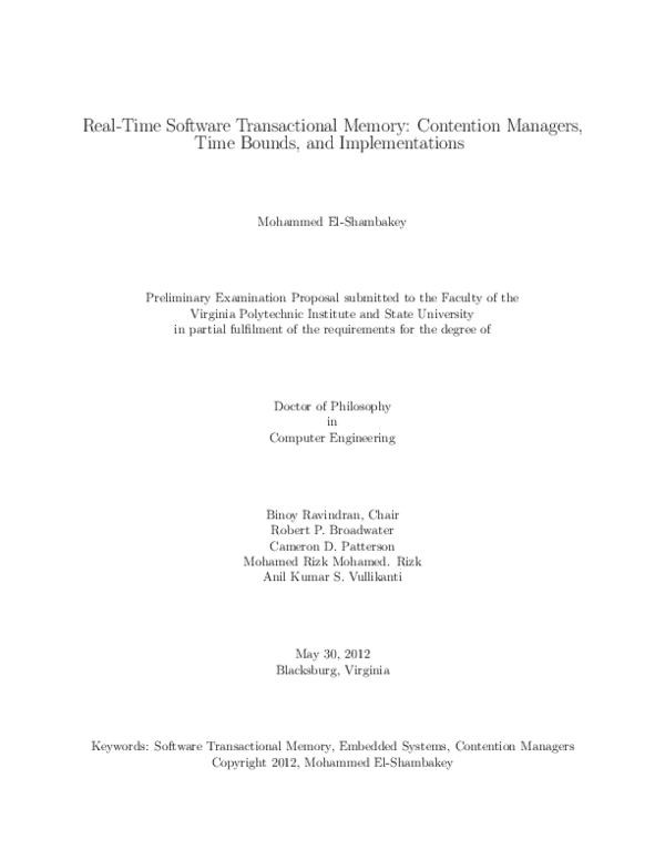Pdf Real Time Software Transactional Memory Contention Managers Time Bounds And Implementations 