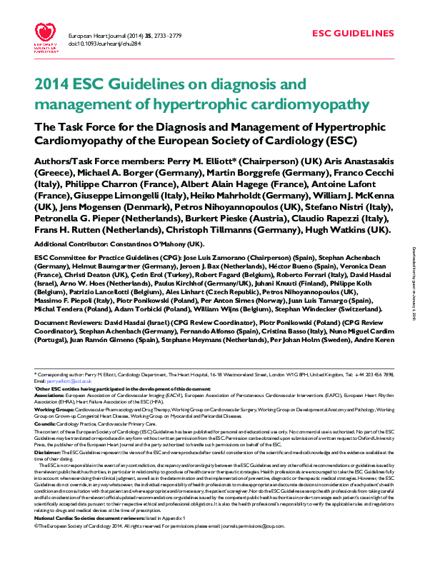 (PDF) 2014 ESC Guidelines on the Diagnosis and Management of Acute ...