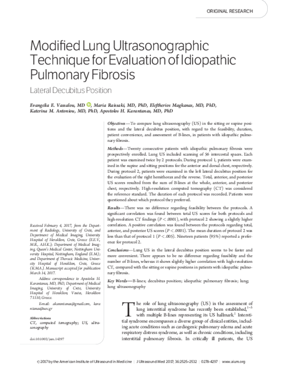 (PDF) Modified Lung Ultrasonographic Technique for Evaluation of ...