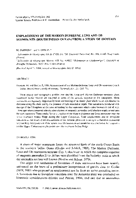 (PDF) Emplacement of the Marion Dufresne, Lena and Ob seamounts (South ...