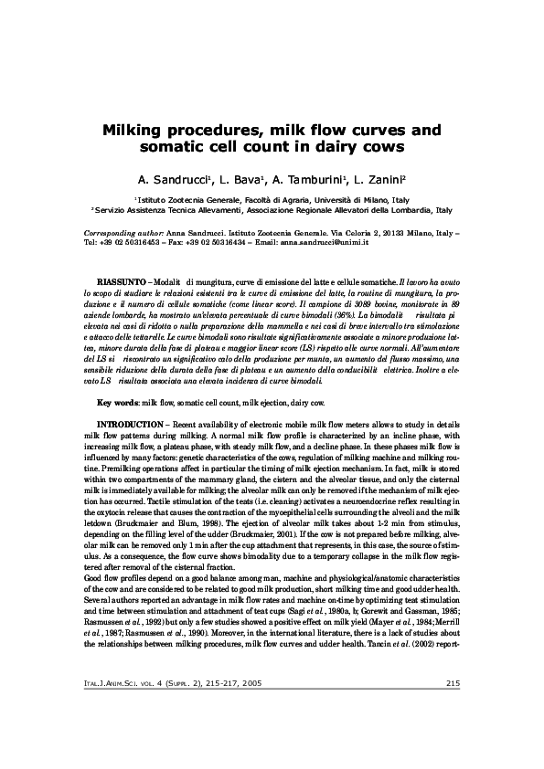 (PDF) Milking procedures, milk flow curves and somatic cell count in ...
