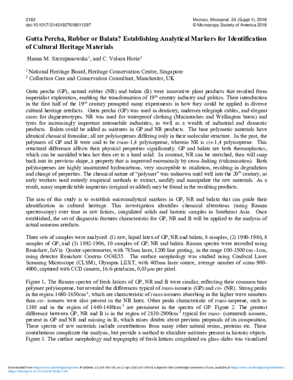 (PDF) Gutta Percha, Rubber or Balata? Establishing Analytical Markers ...