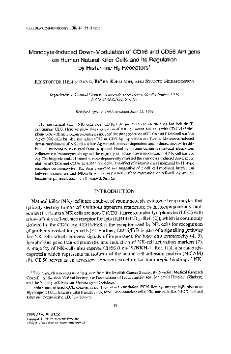 (PDF) Monocyte-induced down-modulation of CD16 and CD56 antigens on ...