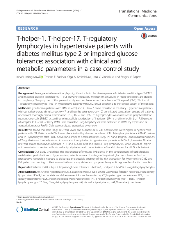 (PDF) T-helper-1, T-helper-17, T-regulatory lymphocytes in hypertensive ...