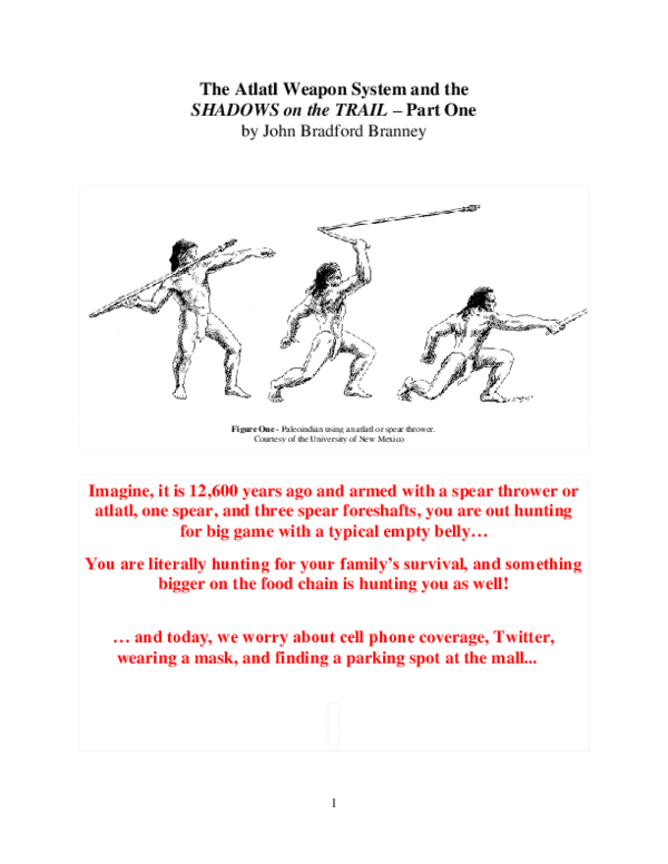 (PDF) The Atlatl Weapon System and the SHADOWS on the TRAIL -Part One