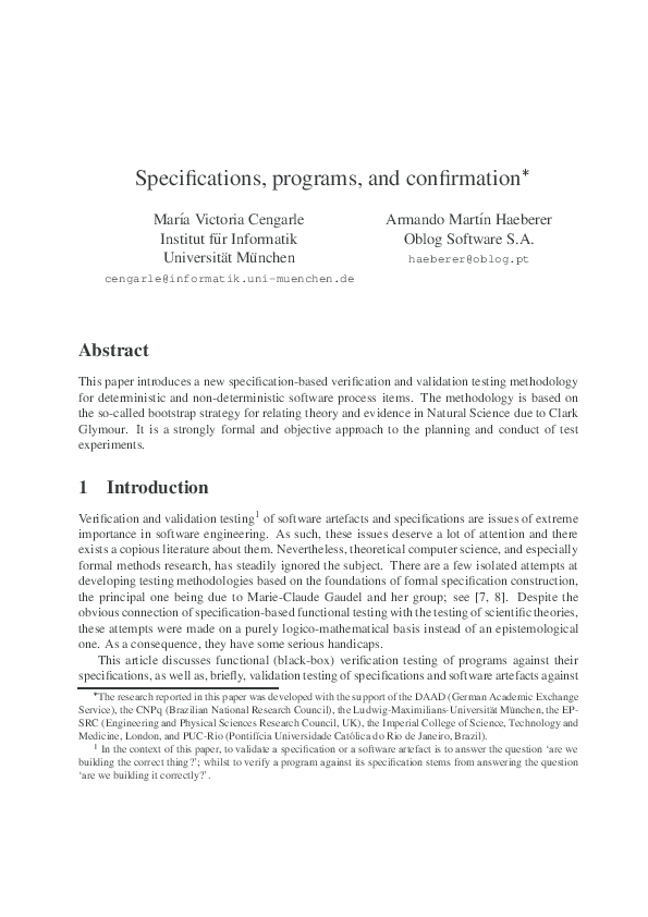 (PDF) Specifications, programs, and confirmation | María Victoria ...