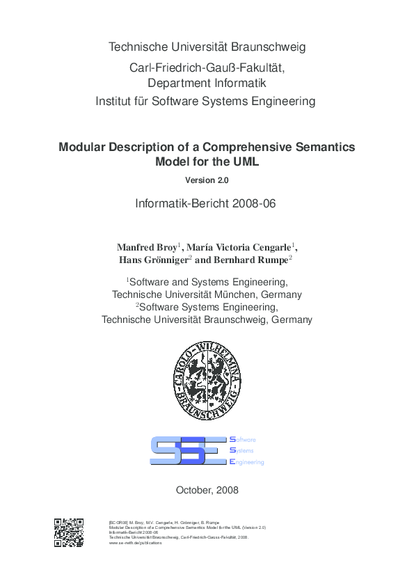 (PDF) Modular Description of a Comprehensive Semantics Model for the UML | María Victoria ...