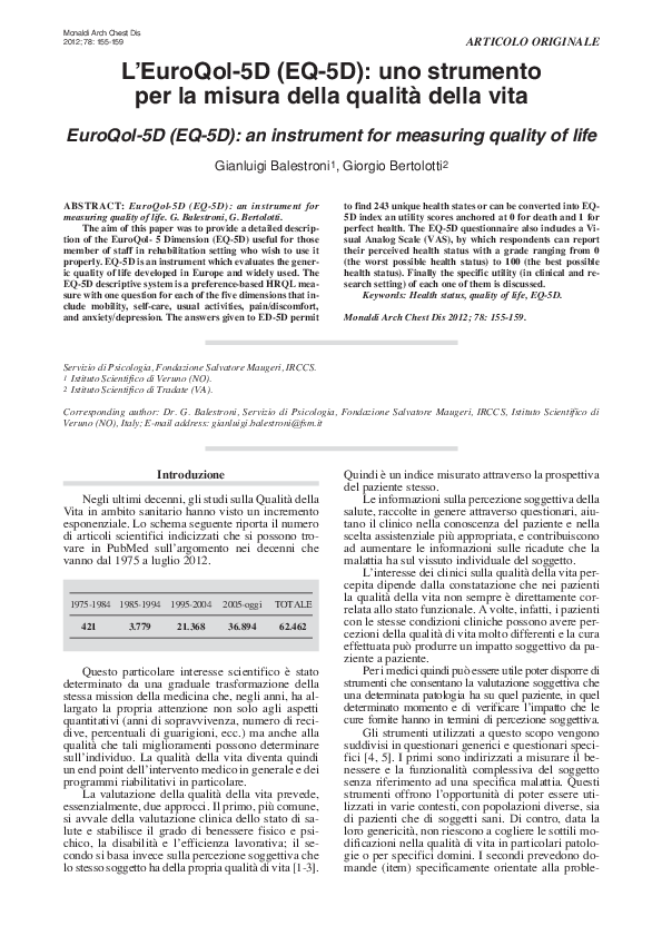 (PDF) [EuroQol-5D (EQ-5D): an instrument for measuring quality of life]