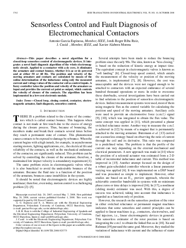 (PDF) Sensorless Control and Fault Diagnosis of Electromechanical ...
