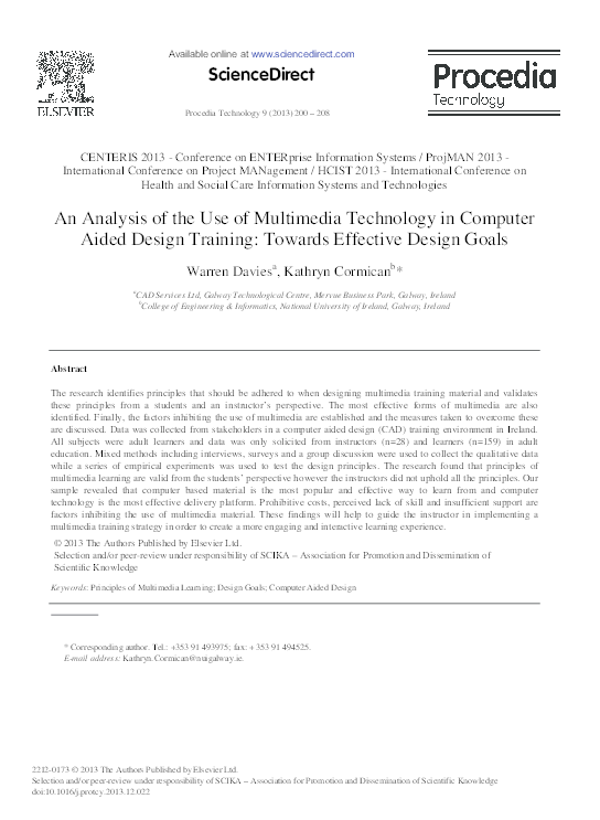 (PDF) An Analysis of the Use of Multimedia Technology in Computer Aided ...