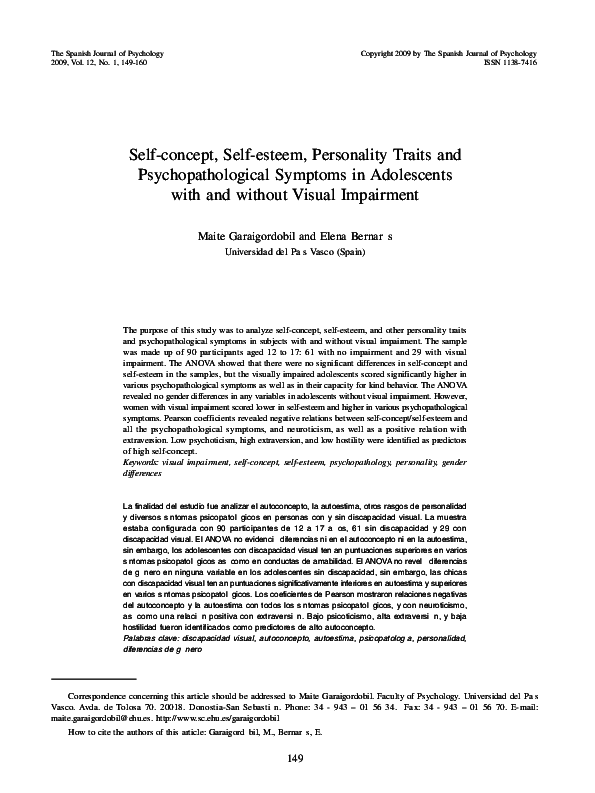 (PDF) Self-concept, Self-esteem, Personality Traits and Psychopathological Symptoms in ...