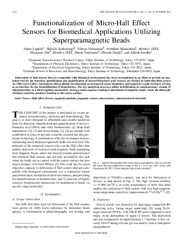 (PDF) Functionalization of micro-Hall effect sensors for biomedical ...
