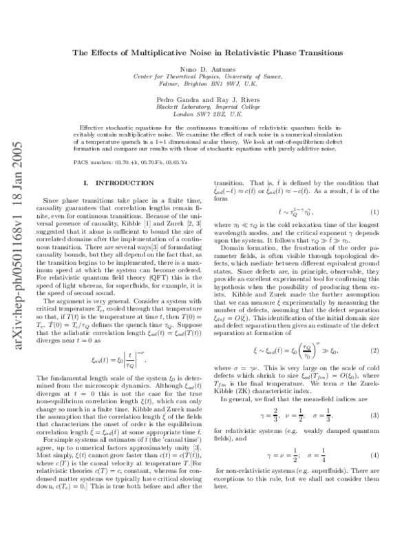 (PDF) Effects of multiplicative noise in relativistic phase transitions | Ray Rivers - Academia.edu