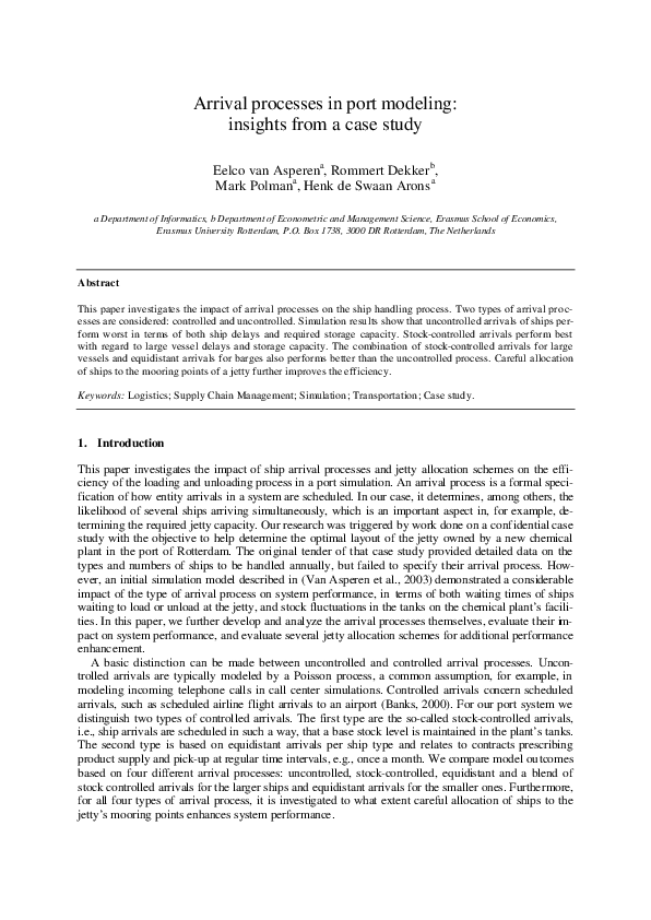 (PDF) Arrival processes in port modeling: insights from a case study