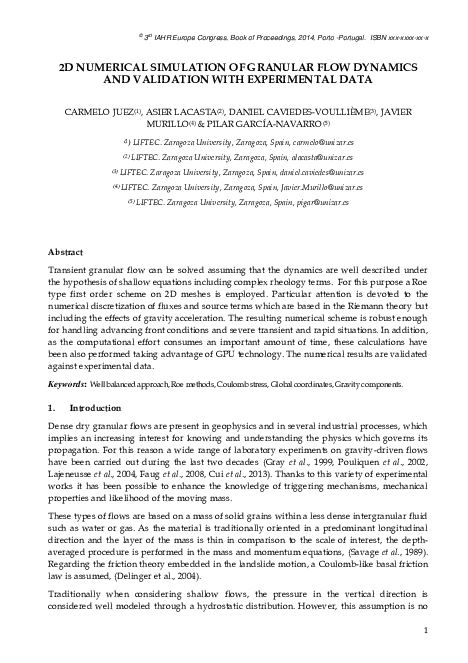 Pdf 2d Numerical Simulation Of Granular Flow Dynamics And Validation With Experimental Data
