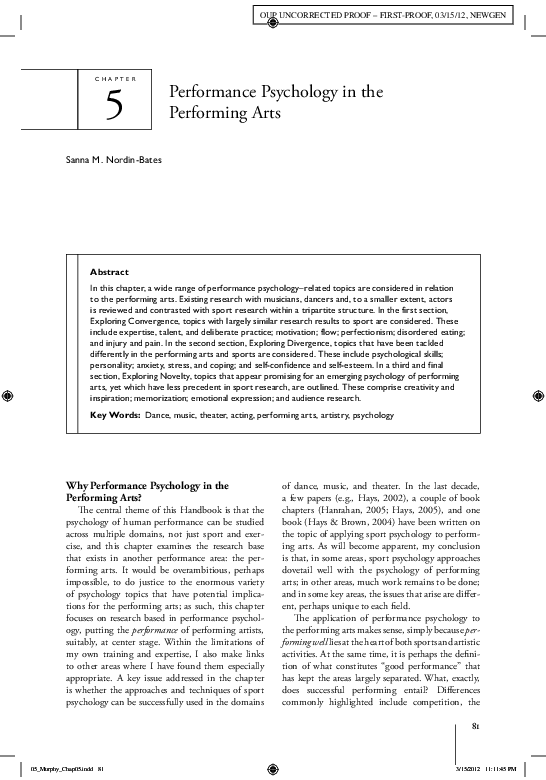 (PDF) Performance Psychology in the Performing Arts