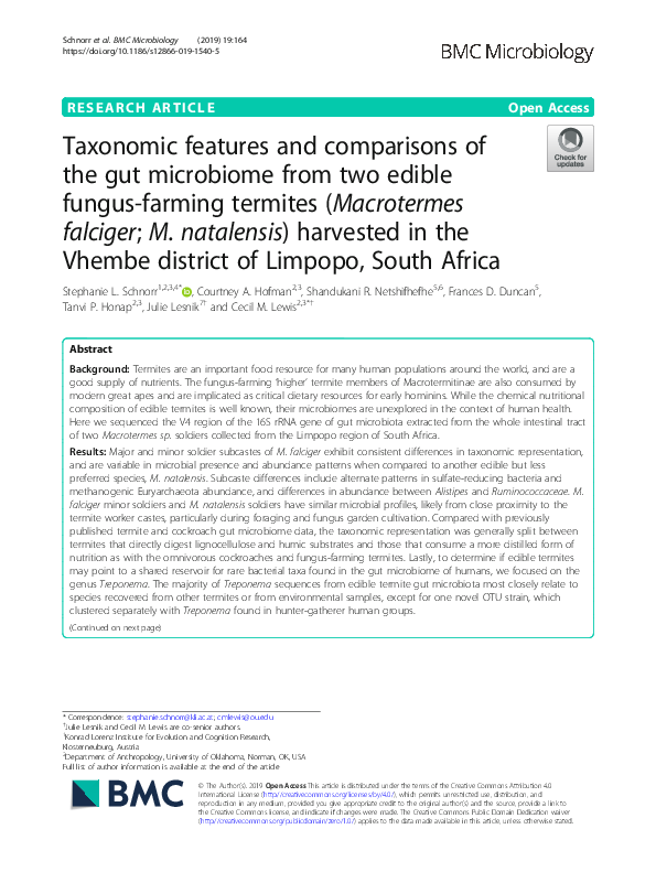 (PDF) Taxonomic features and comparisons of the gut microbiome from two ...