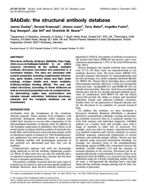 (PDF) SAbDab: the structural antibody database