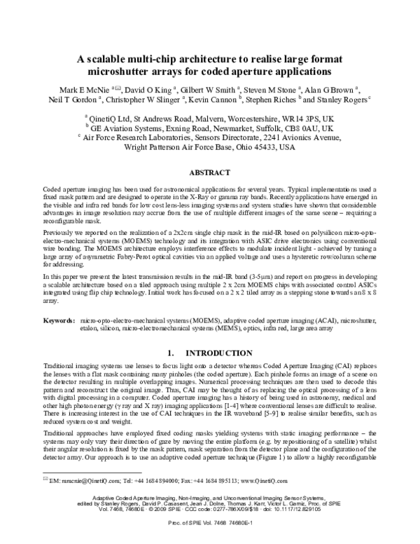 (PDF) A scalable multi-chip architecture to realise large-format microshutter arrays for coded ...