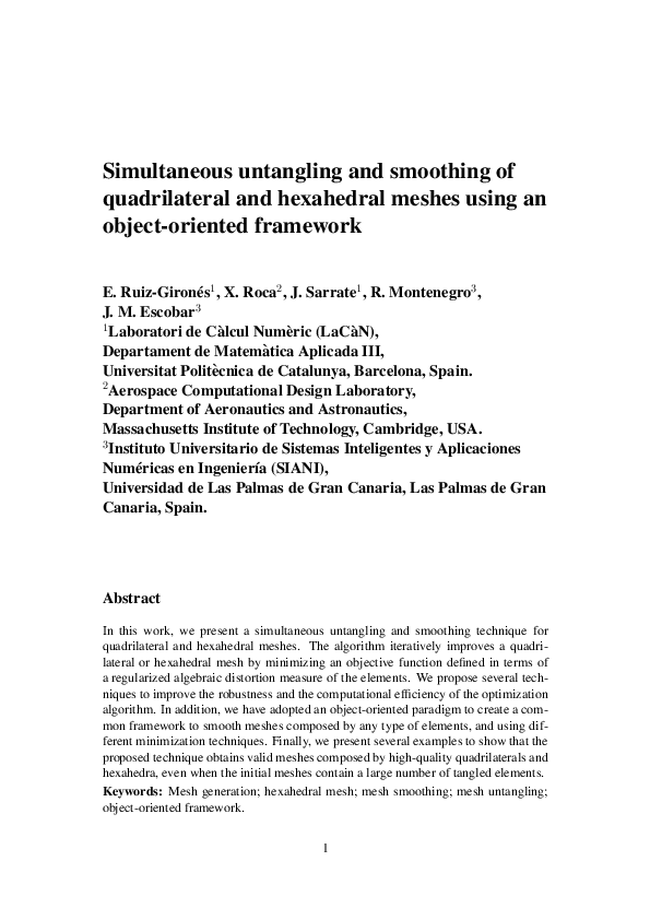 (PDF) Simultaneous untangling and smoothing of quadrilateral and hexahedral meshes using an ...