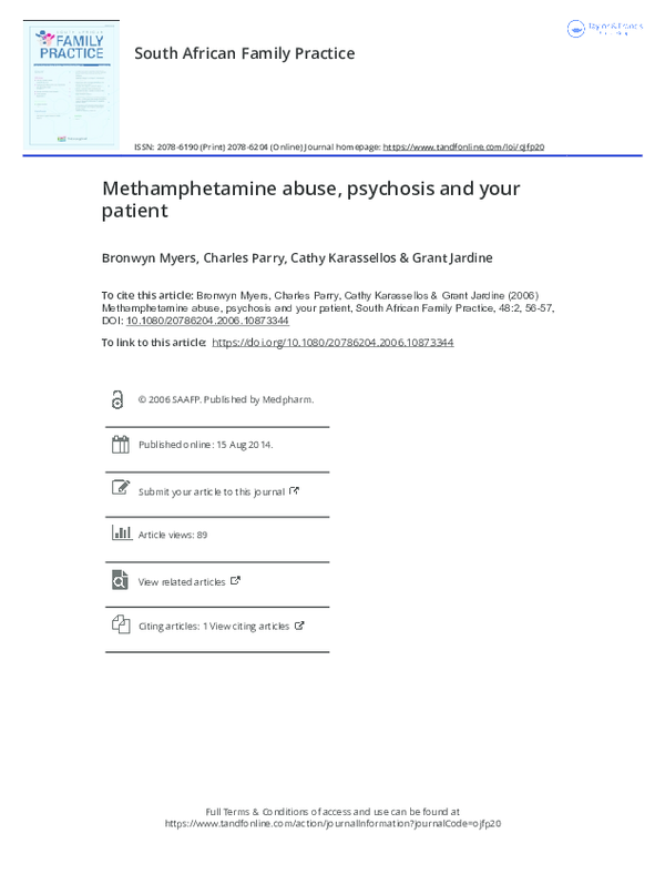 (PDF) Methamphetamine abuse, psychosis and your patient