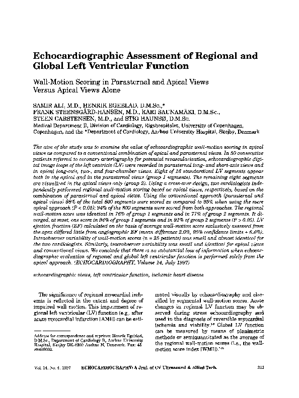 (PDF) Echocardiographic Assessment of Regional and Global Left ...