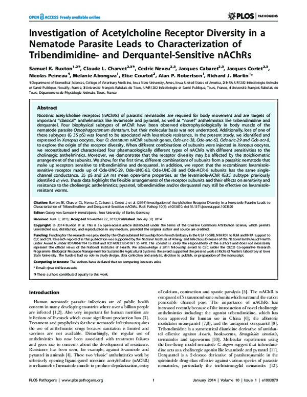 (PDF) Investigation of acetylcholine receptor diversity in a nematode ...