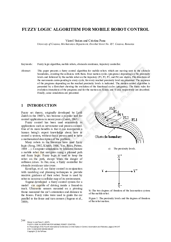 (PDF) Fuzzy logic algorithm for mobile robot control