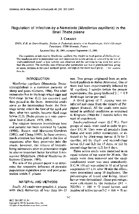 (PDF) Regulation of infection by a nematode (Muellerius capillaris) in ...