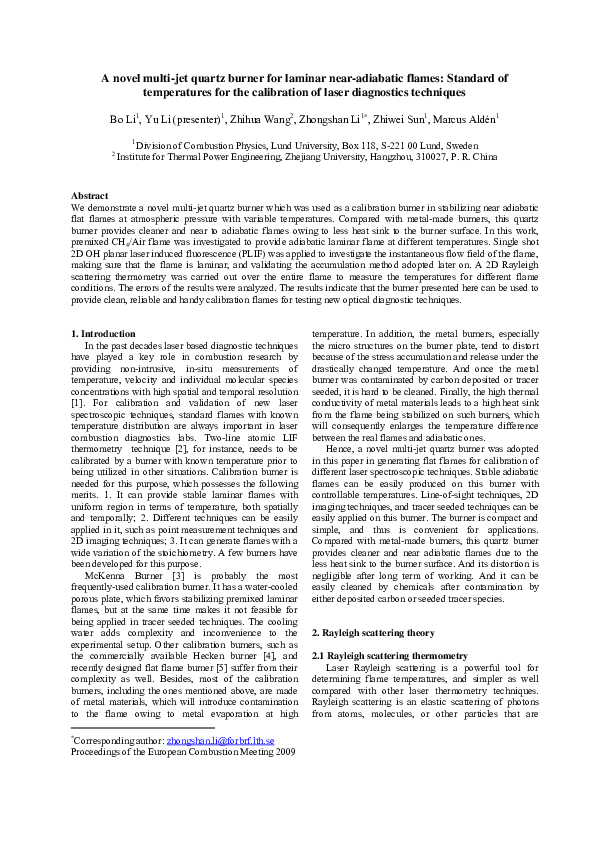 (PDF) A novel multi-jet quartz burner for laminar near-adiabatic flames ...