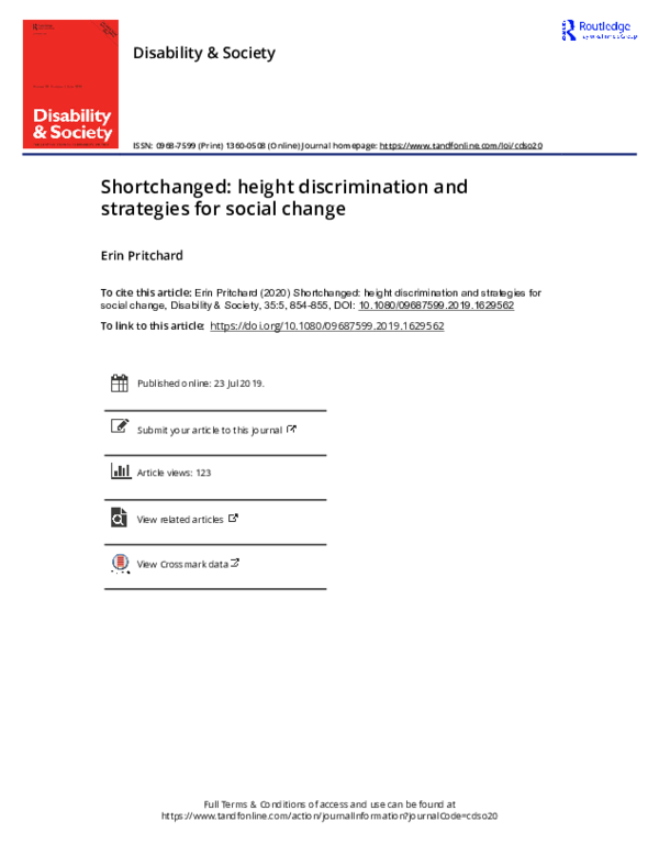 (PDF) Shortchanged: height discrimination and strategies for social change