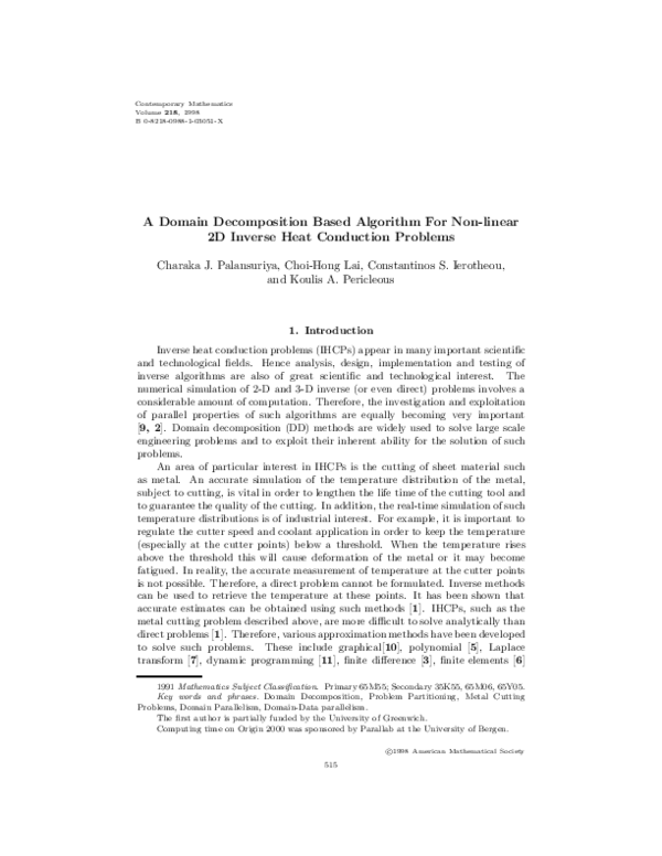 (PDF) A domain decomposition based algorithm for non-linear 2D inverse heat conduction problems