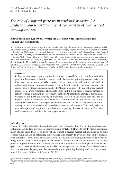 (PDF) The role of temporal patterns in students' behavior for ...